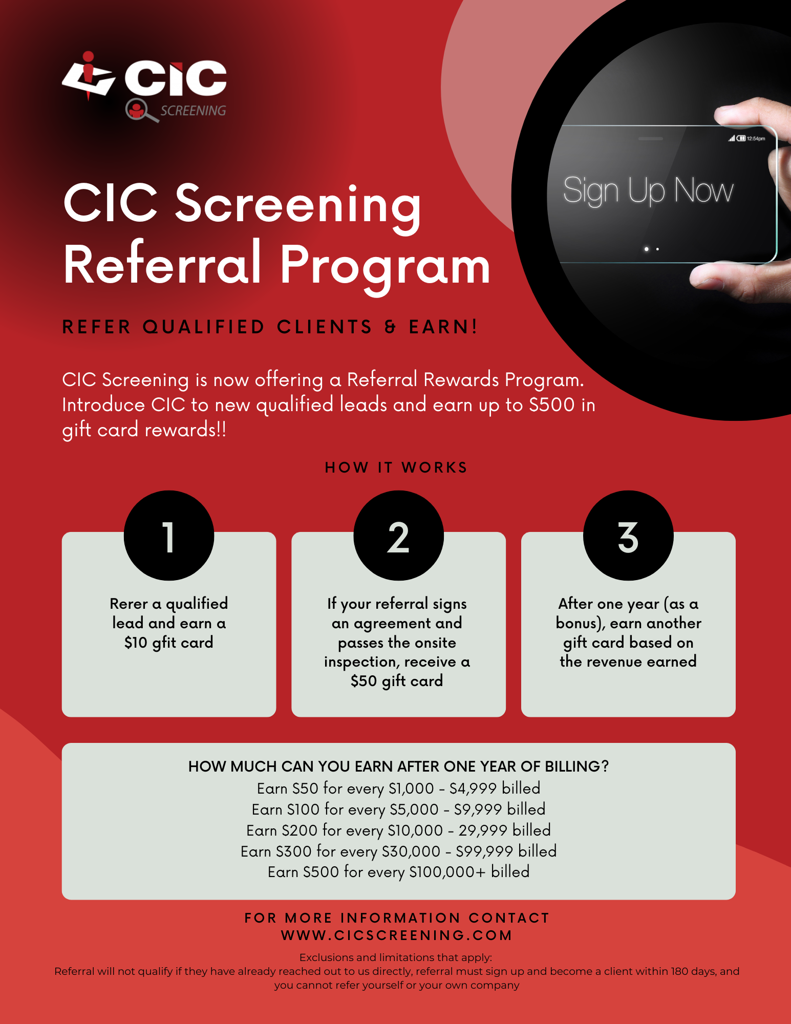 Referral Program – CIC Screening